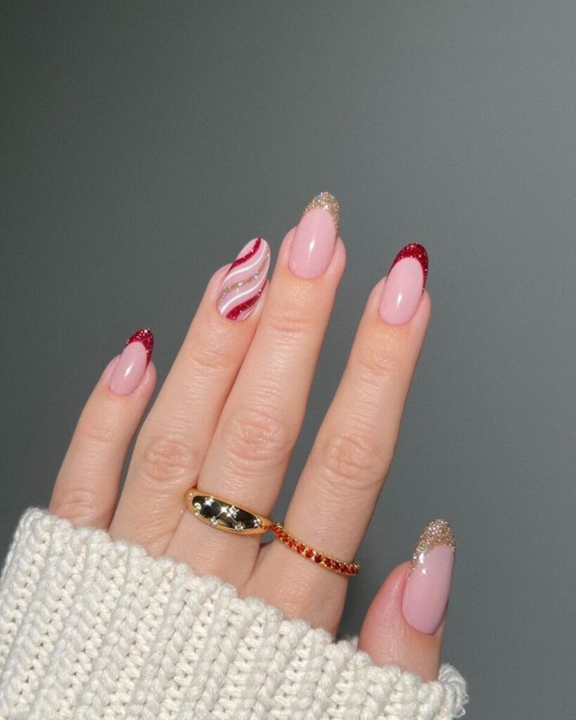 8 Diseños navideños para uñas en forma de almendra - Mujer saludable 10 ...