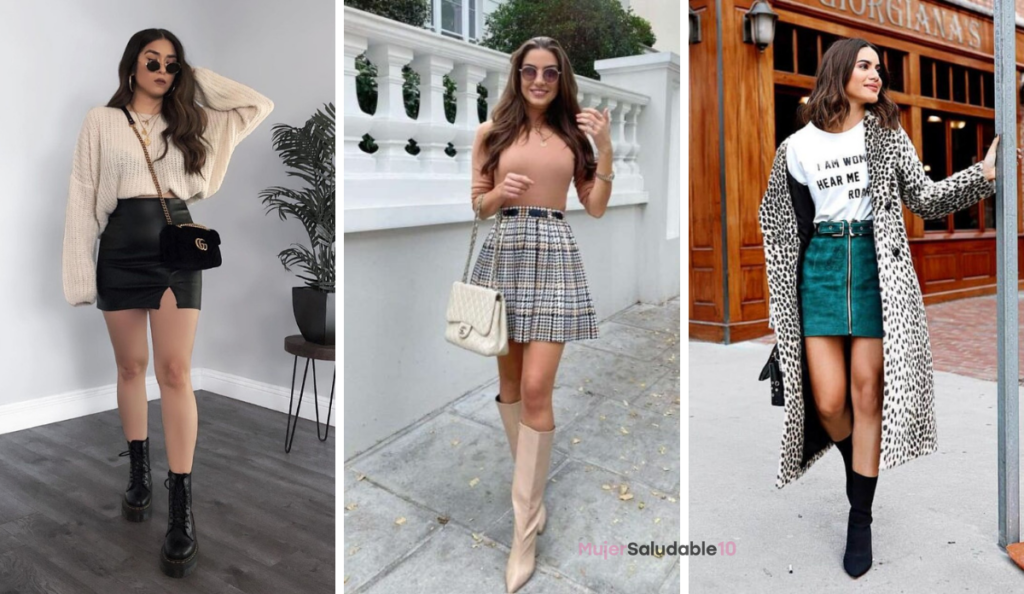 Outfits con faldas y botas de diferentes estilos. - Mujer saludable 10 ...